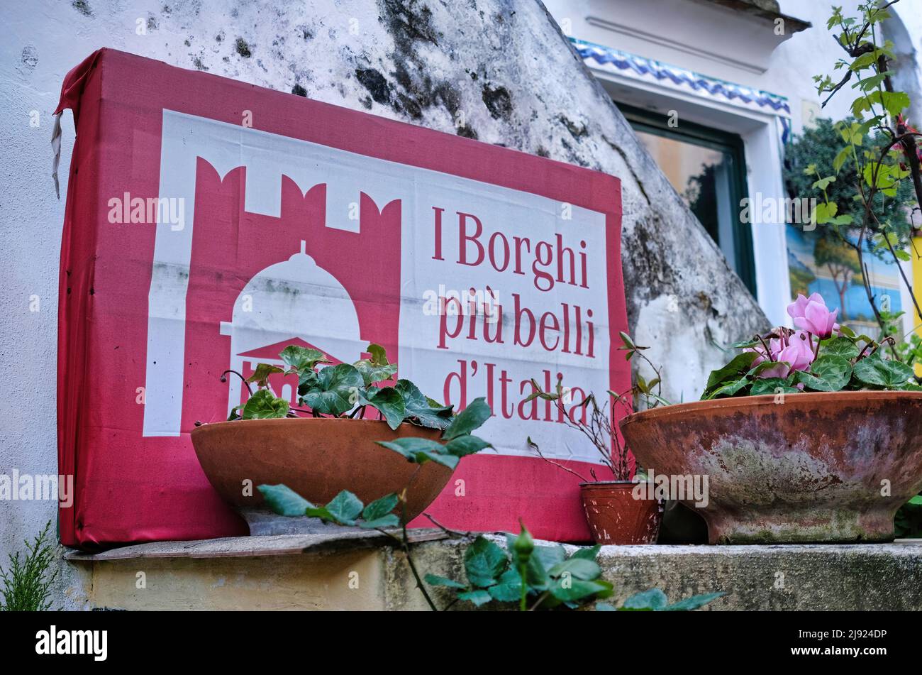 The beautiful village of Albori on the Amalfi coast, considered one of ...