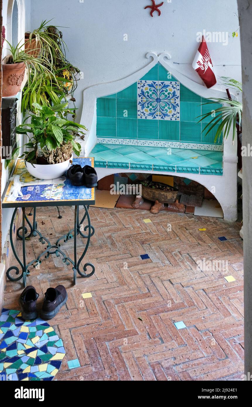 The beautiful village of Albori on the Amalfi coast, considered one of ...