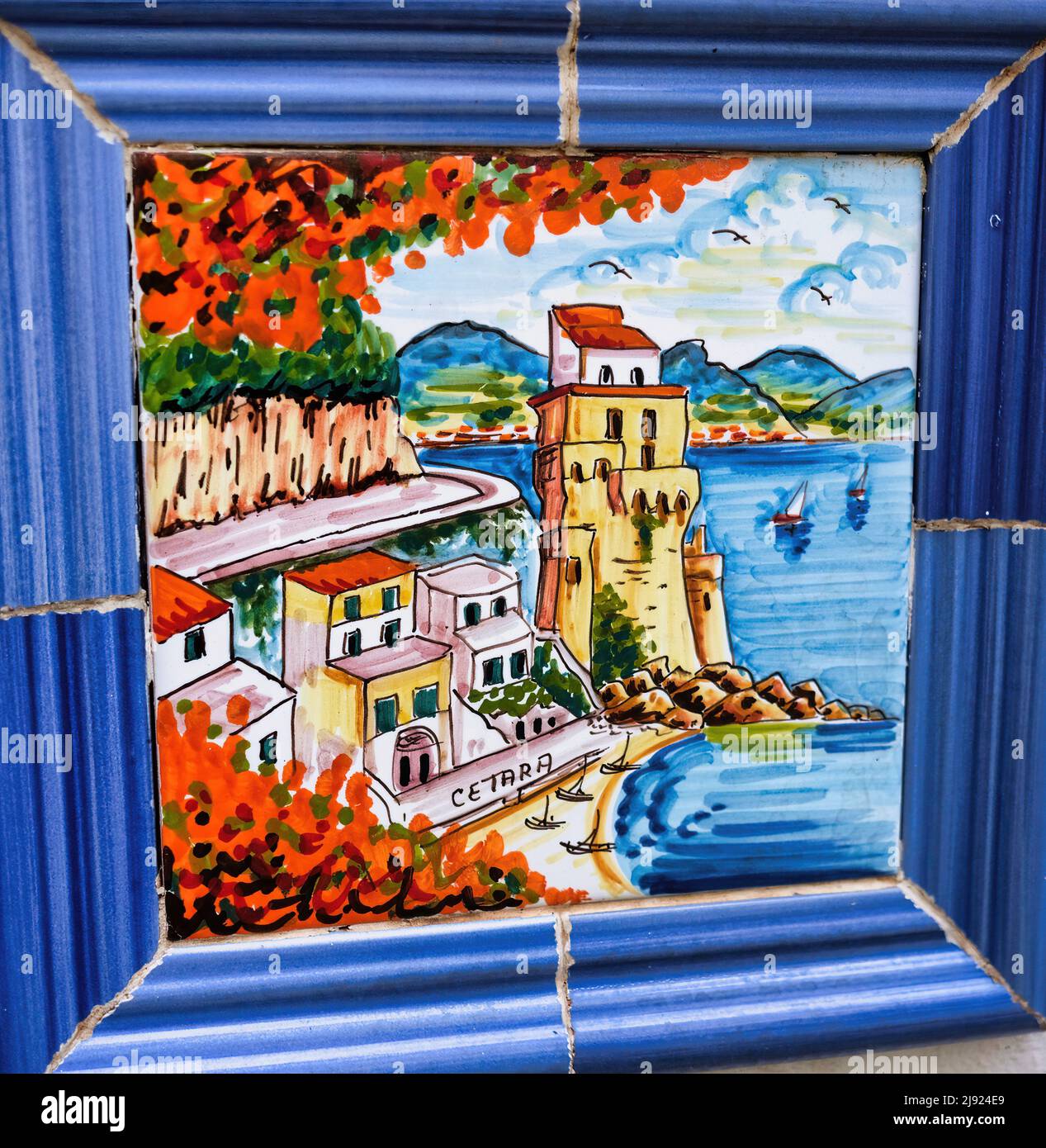 The beautiful village of Albori on the Amalfi coast, considered one of ...