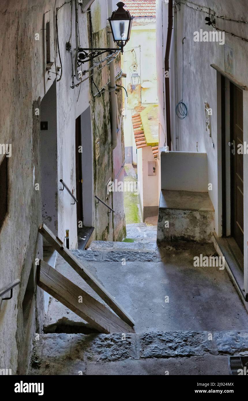 The beautiful village of Albori on the Amalfi coast, considered one of ...
