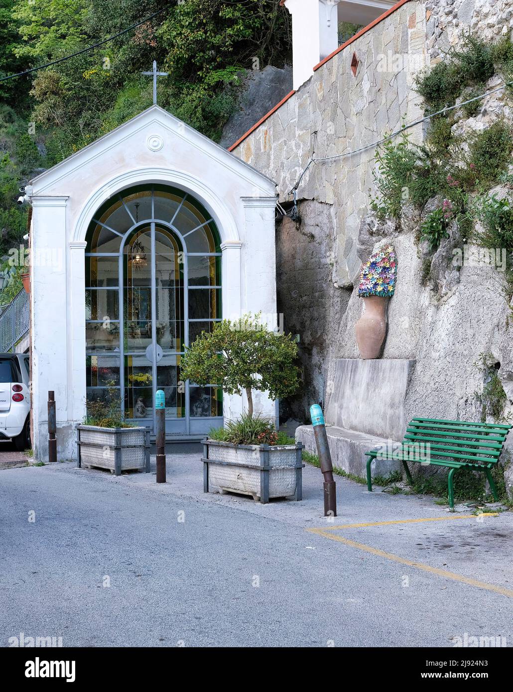 The beautiful village of Albori on the Amalfi coast, considered one of ...