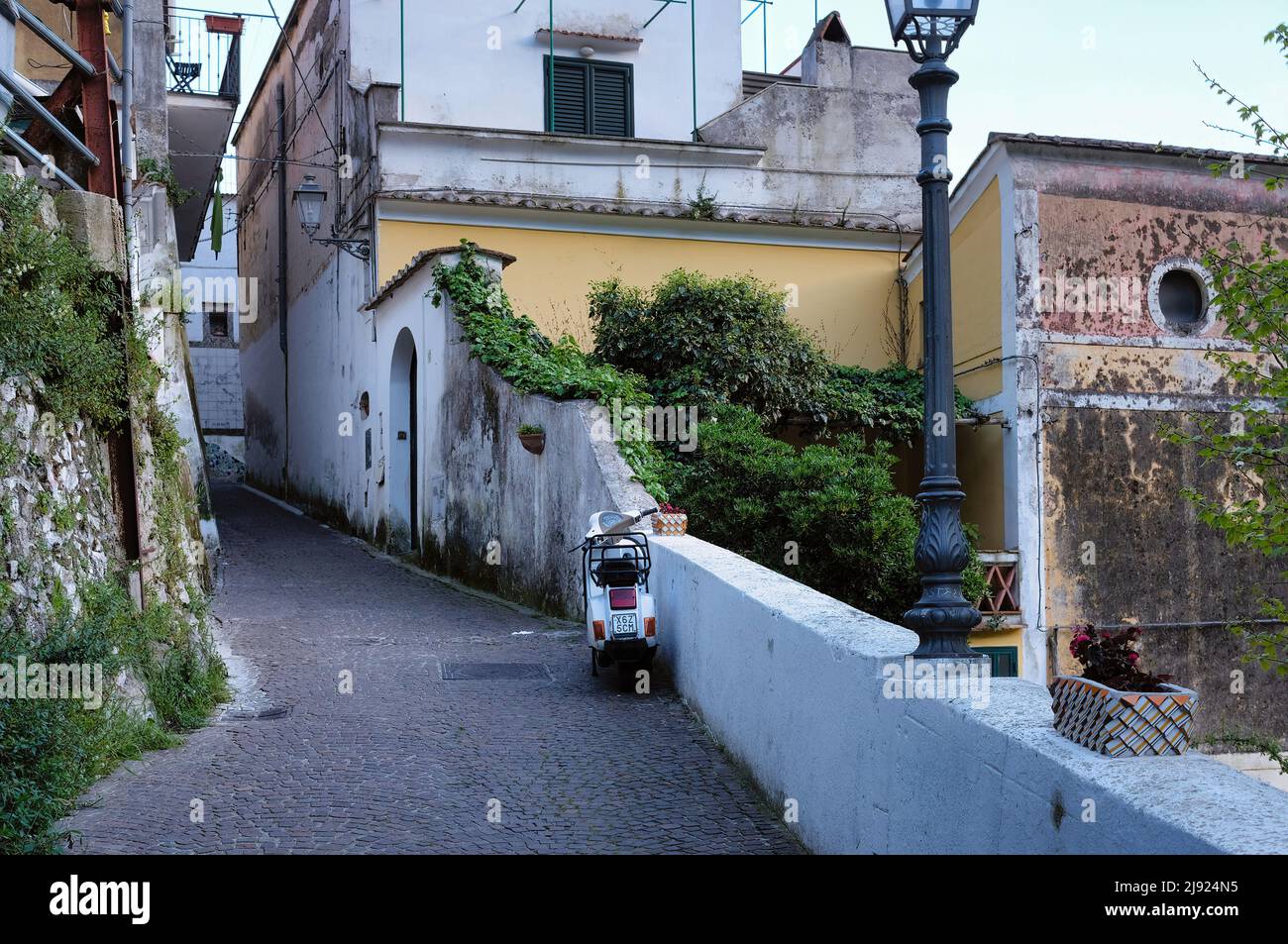 The beautiful village of Albori on the Amalfi coast, considered one of ...