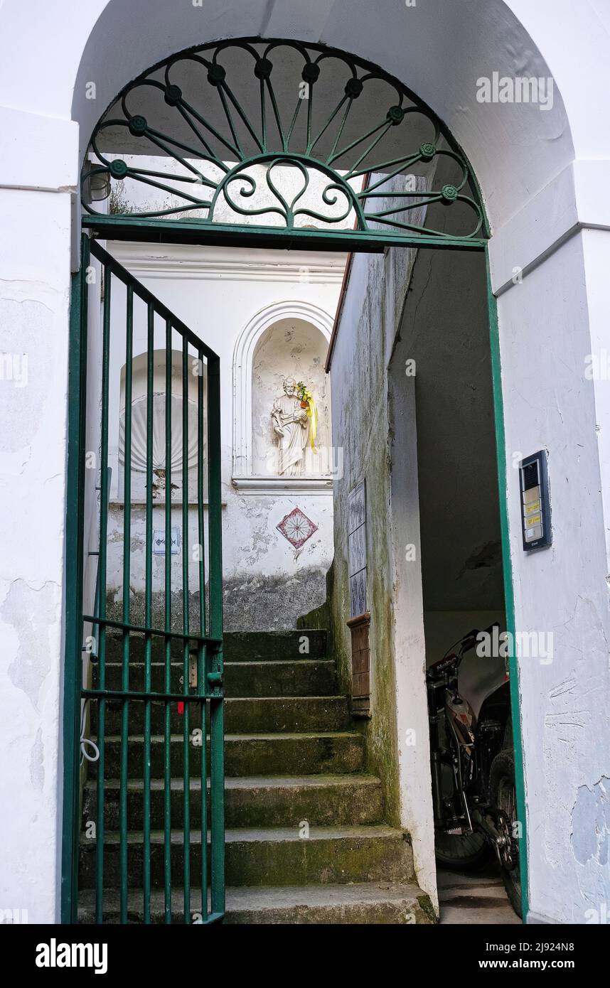 The beautiful village of Albori on the Amalfi coast, considered one of ...