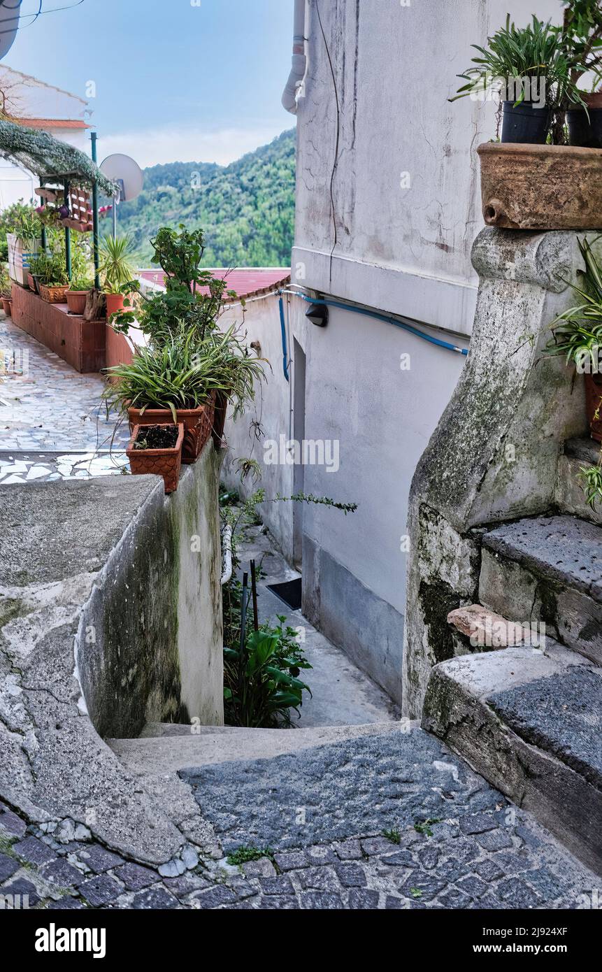 The beautiful village of Albori on the Amalfi coast, considered one of ...