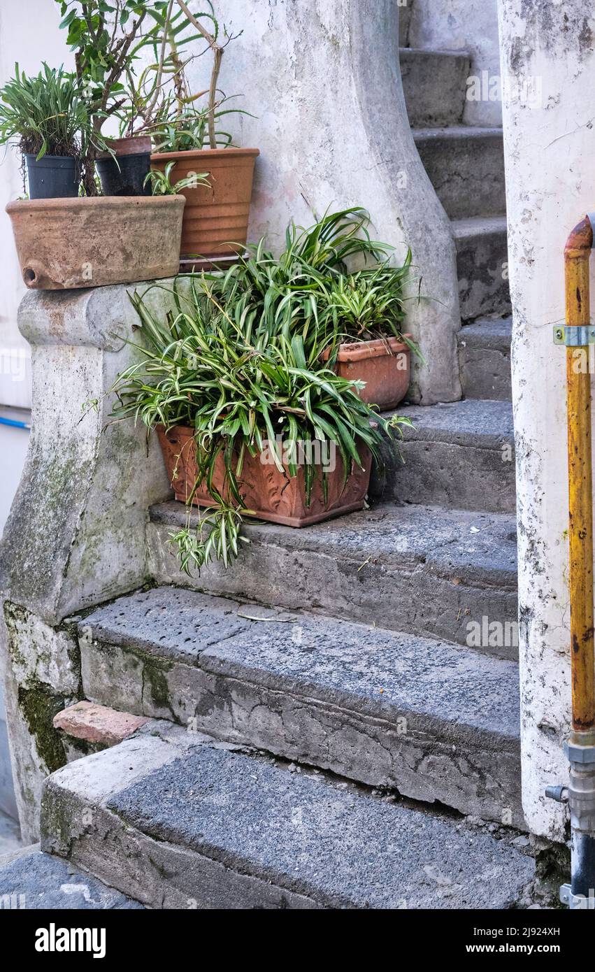 The beautiful village of Albori on the Amalfi coast, considered one of ...