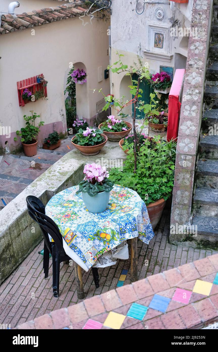 The beautiful village of Albori on the Amalfi coast, considered one of ...