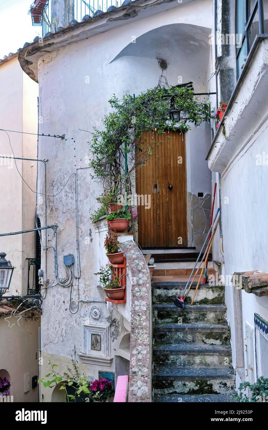 The beautiful village of Albori on the Amalfi coast, considered one of ...