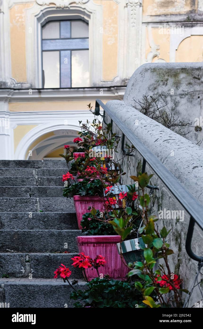 The beautiful village of Albori on the Amalfi coast, considered one of ...