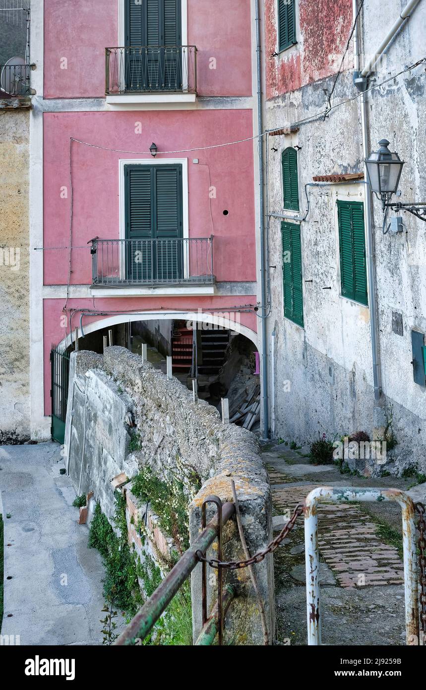 The beautiful village of Albori on the Amalfi coast, considered one of ...