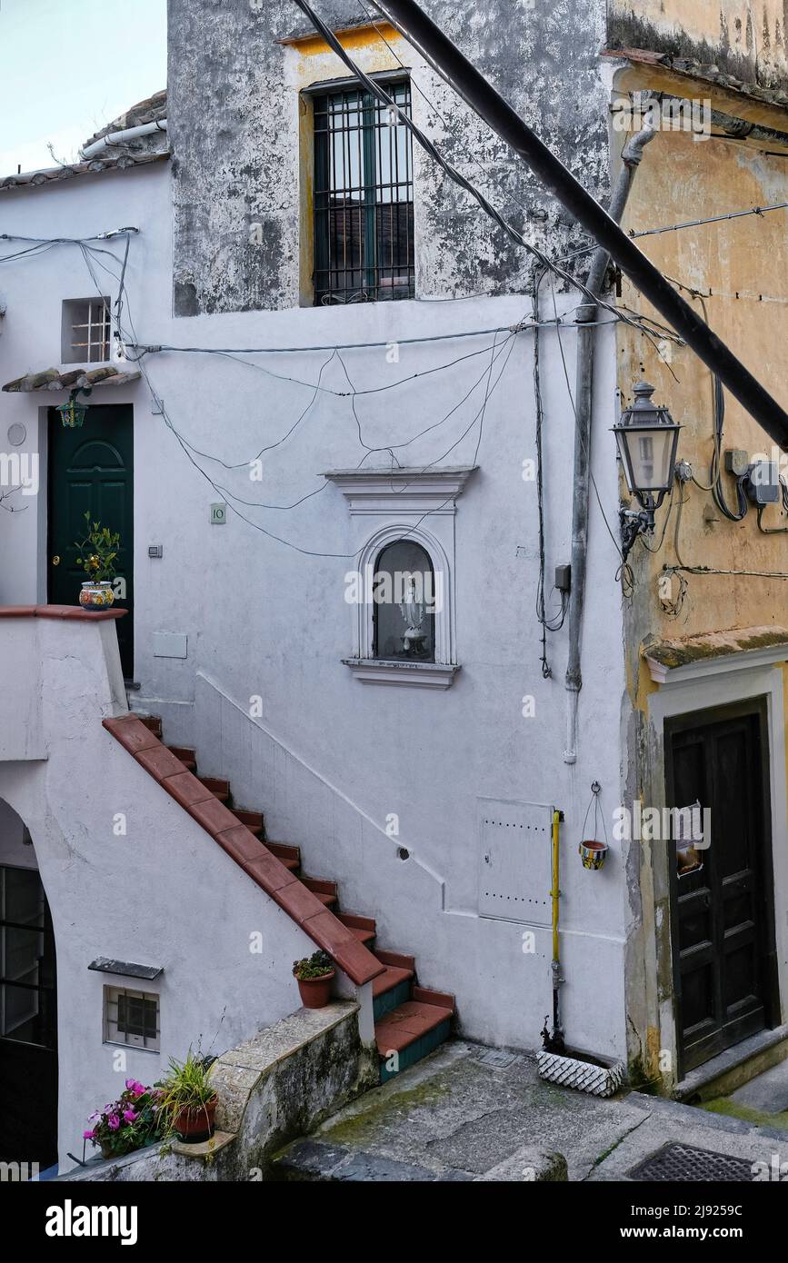 The beautiful village of Albori on the Amalfi coast, considered one of ...