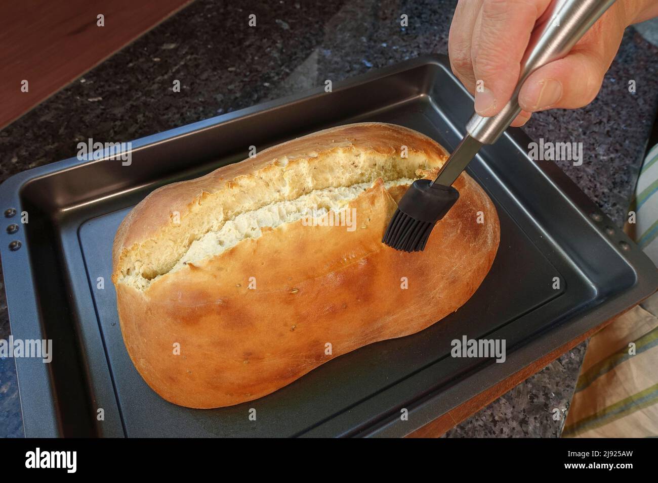 Swabian cuisine, preparation Ulmer Zuckerbrot, sweet yeast yeast dough ...