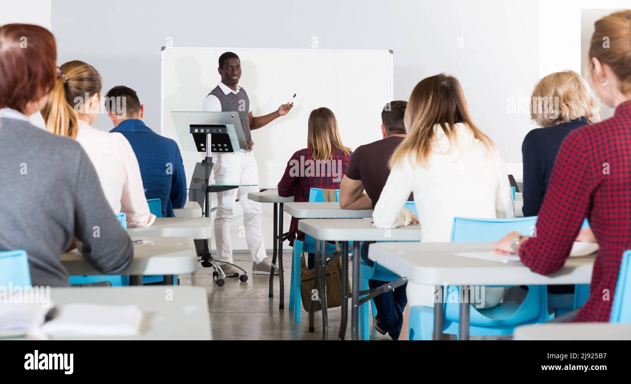 African American man lecturing to students Stock Photo - Alamy