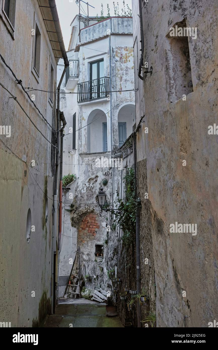 The beautiful village of Albori on the Amalfi coast, considered one of ...