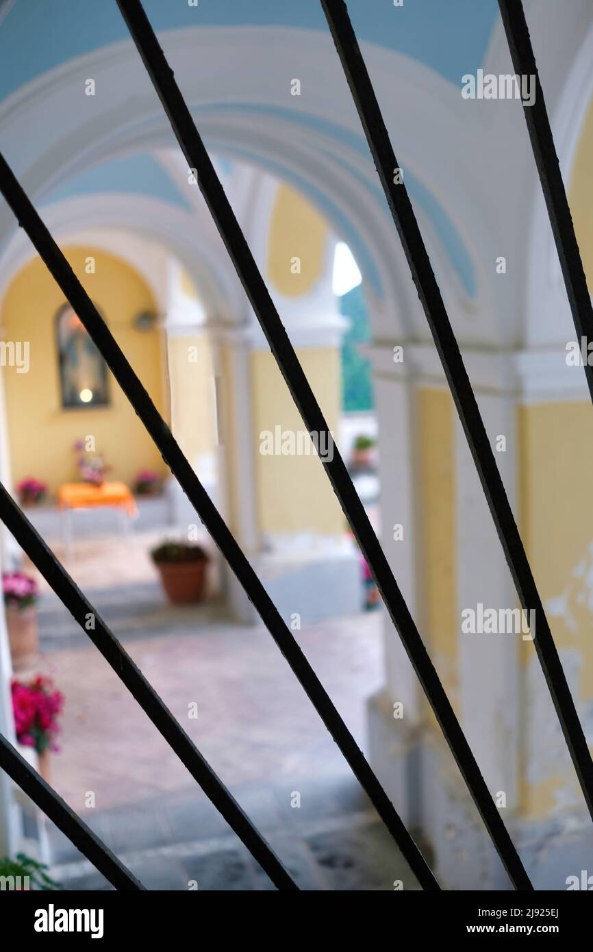 The beautiful village of Albori on the Amalfi coast, considered one of ...