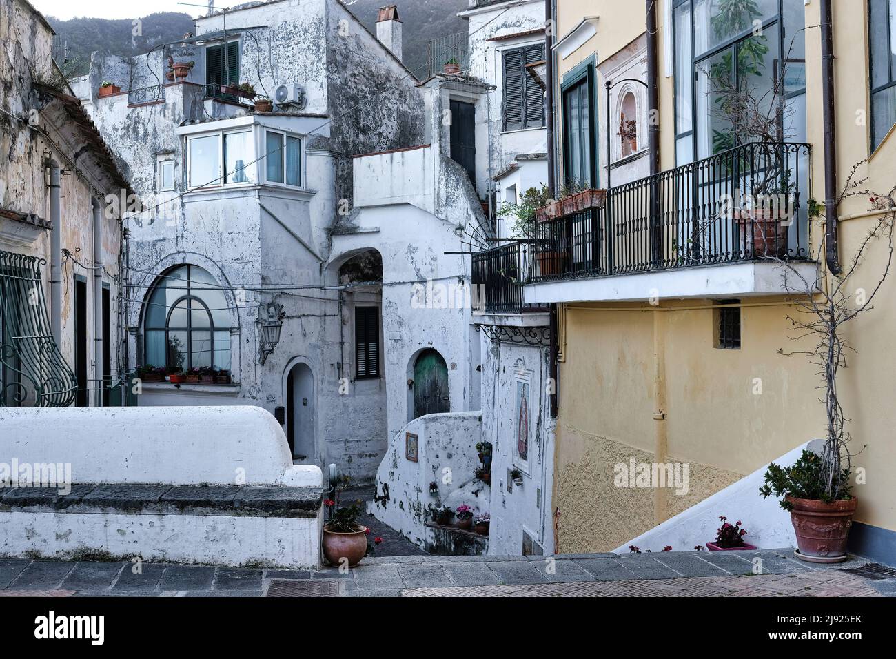 The beautiful village of Albori on the Amalfi coast, considered one of ...