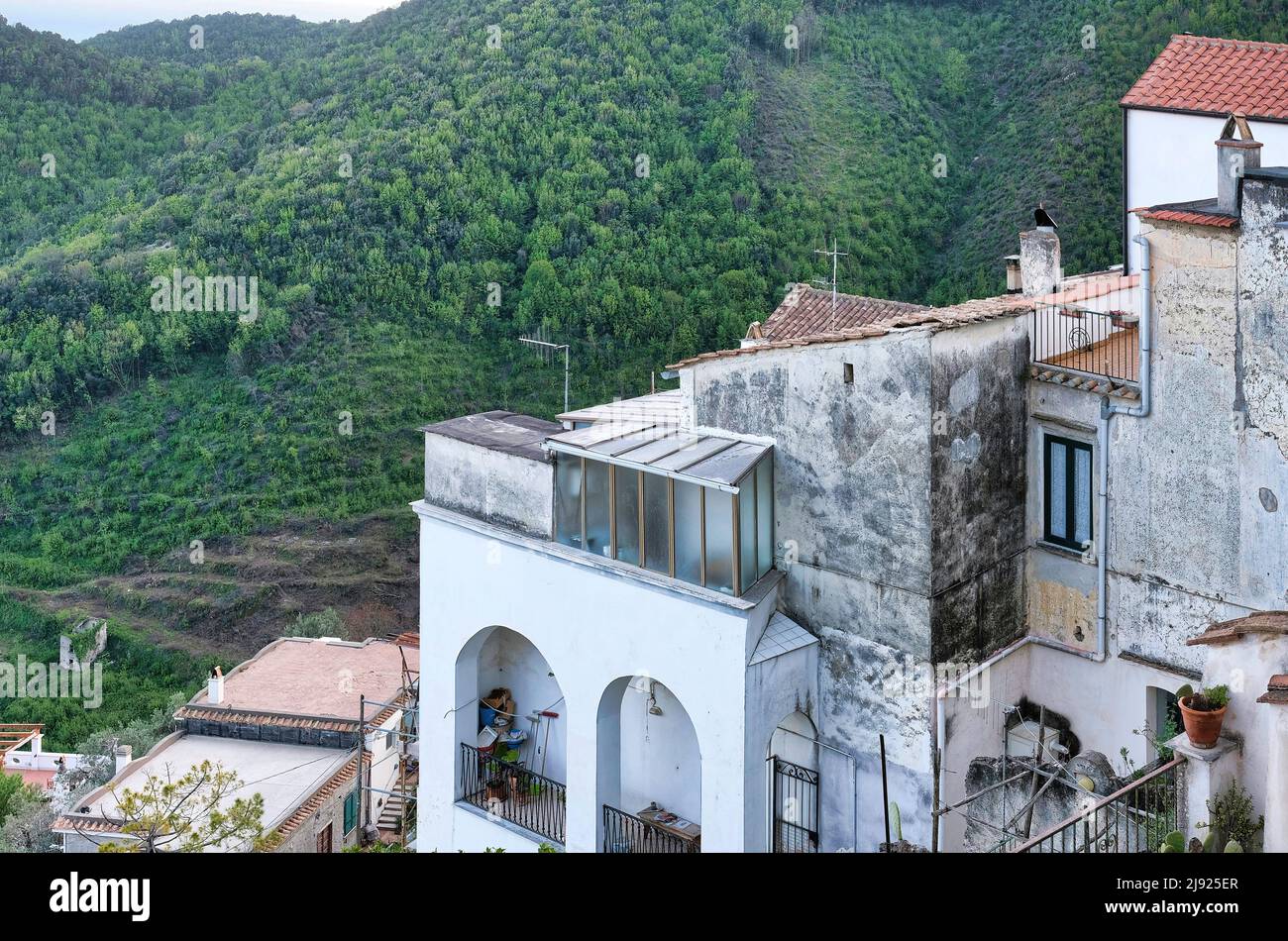 The beautiful village of Albori on the Amalfi coast, considered one of ...