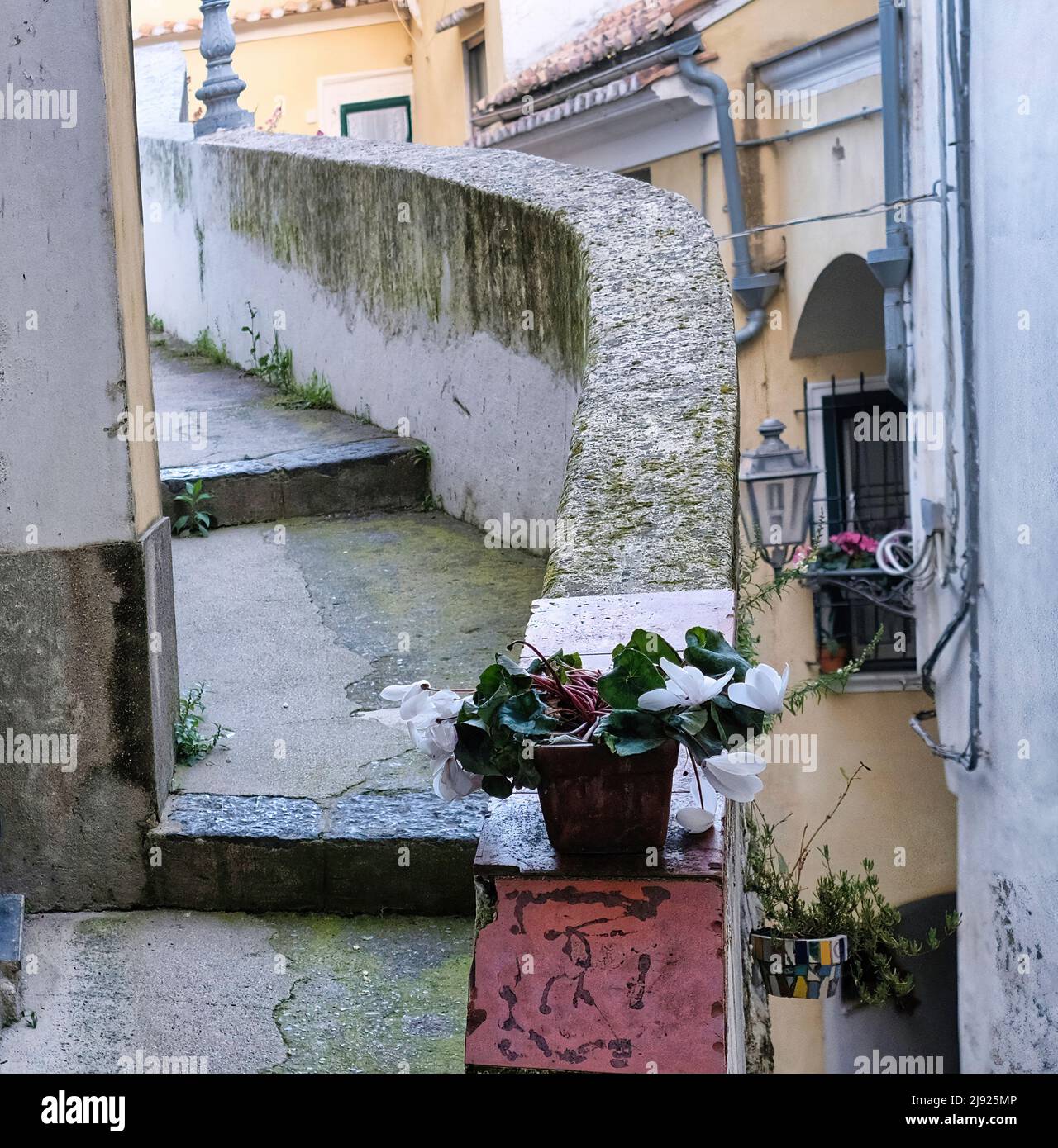 The beautiful village of Albori on the Amalfi coast, considered one of ...