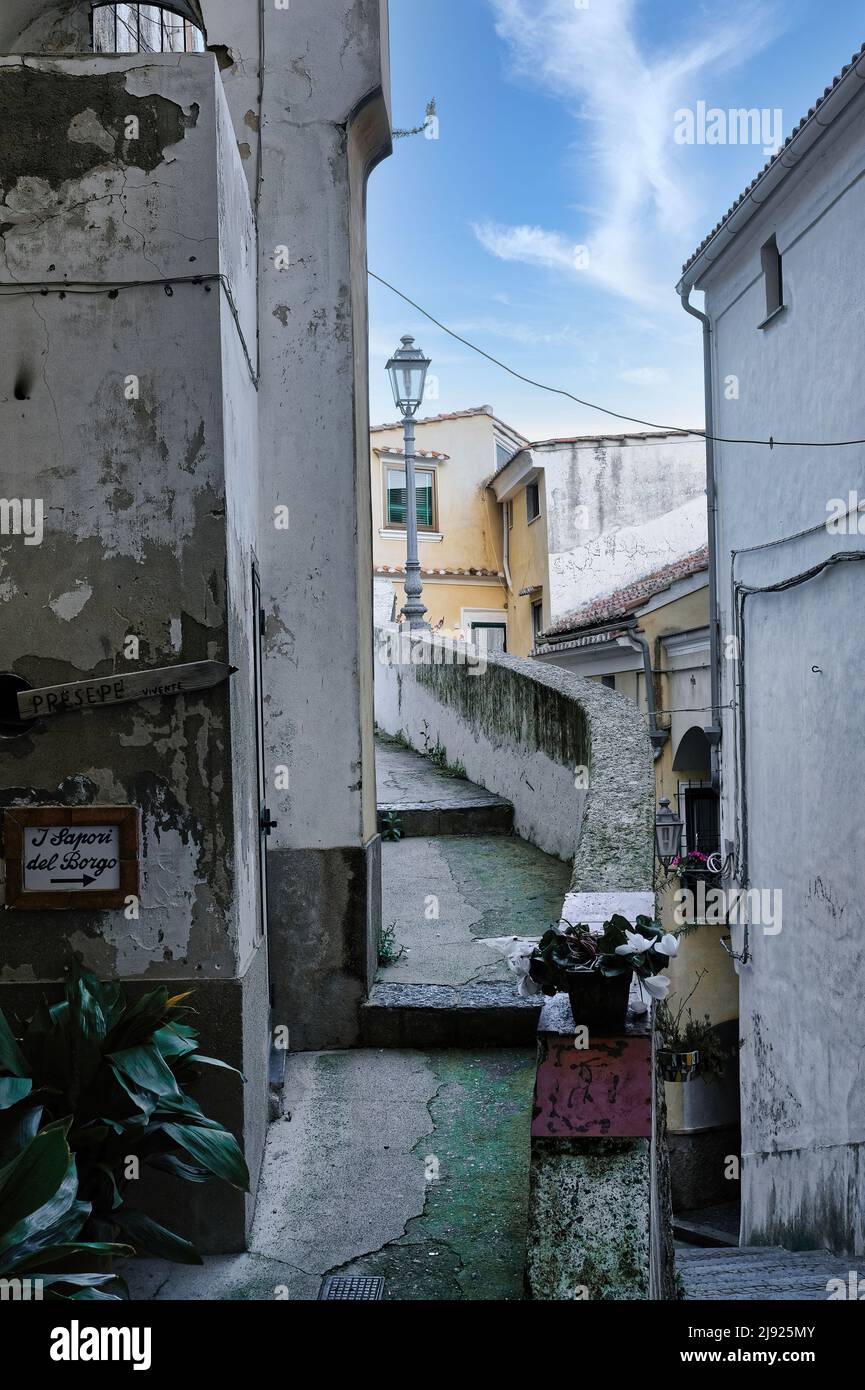 The beautiful village of Albori on the Amalfi coast, considered one of ...