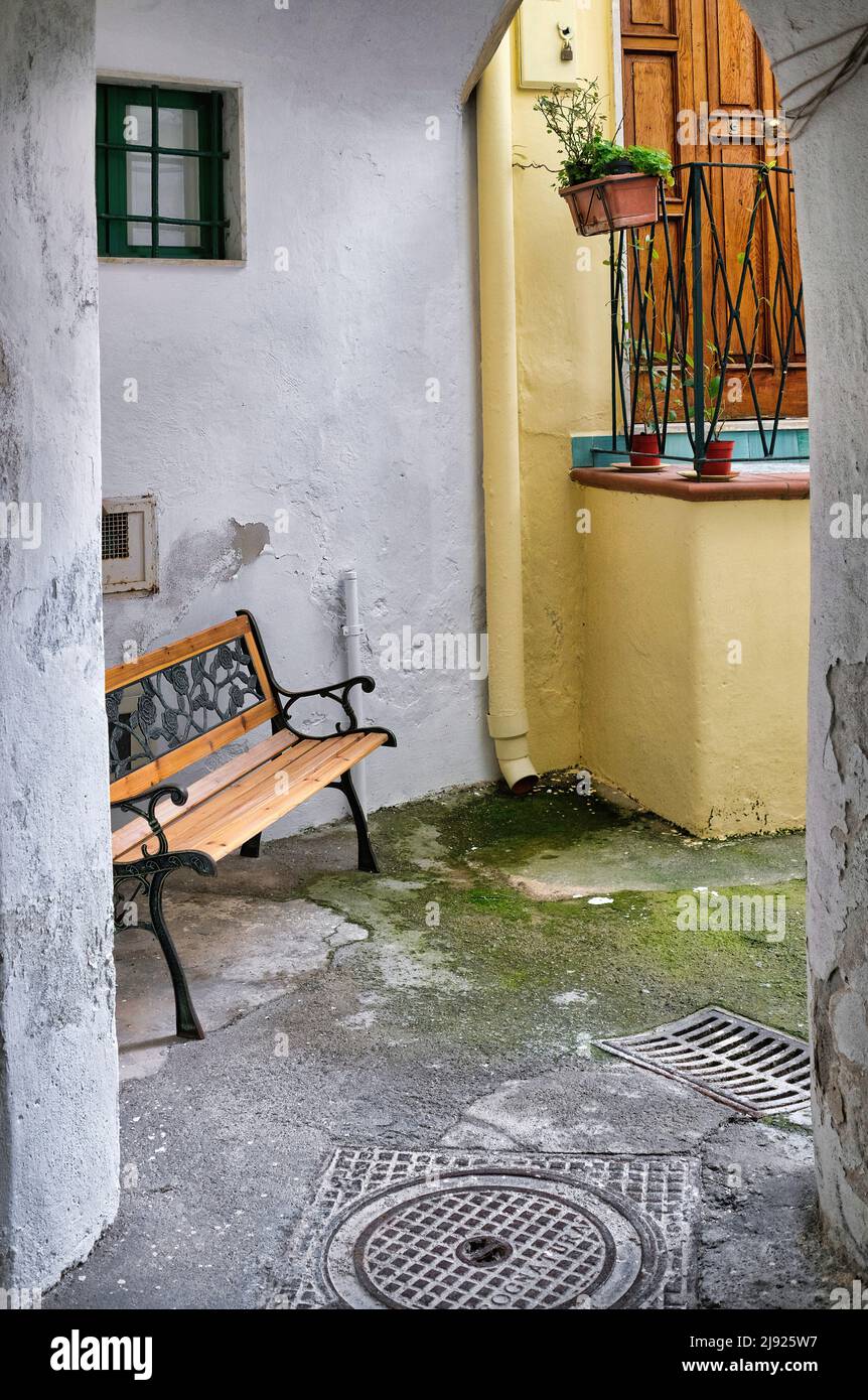 The beautiful village of Albori on the Amalfi coast, considered one of ...