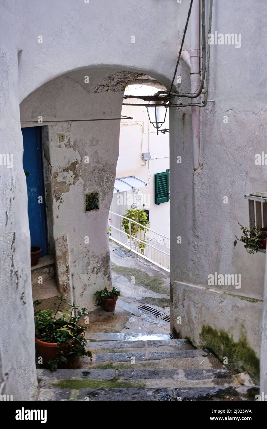 The beautiful village of Albori on the Amalfi coast, considered one of ...