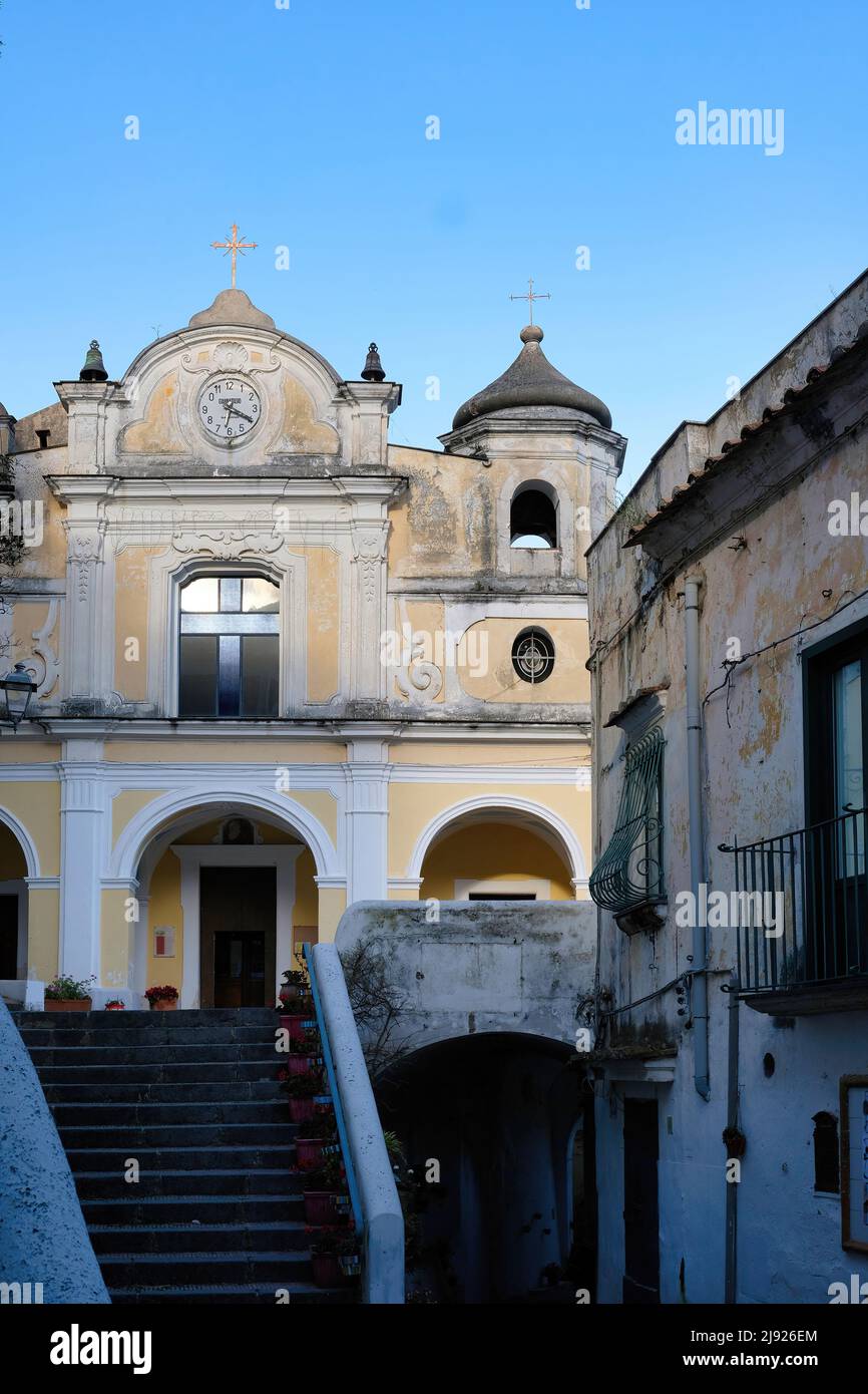 The beautiful village of Albori on the Amalfi coast, considered one of ...