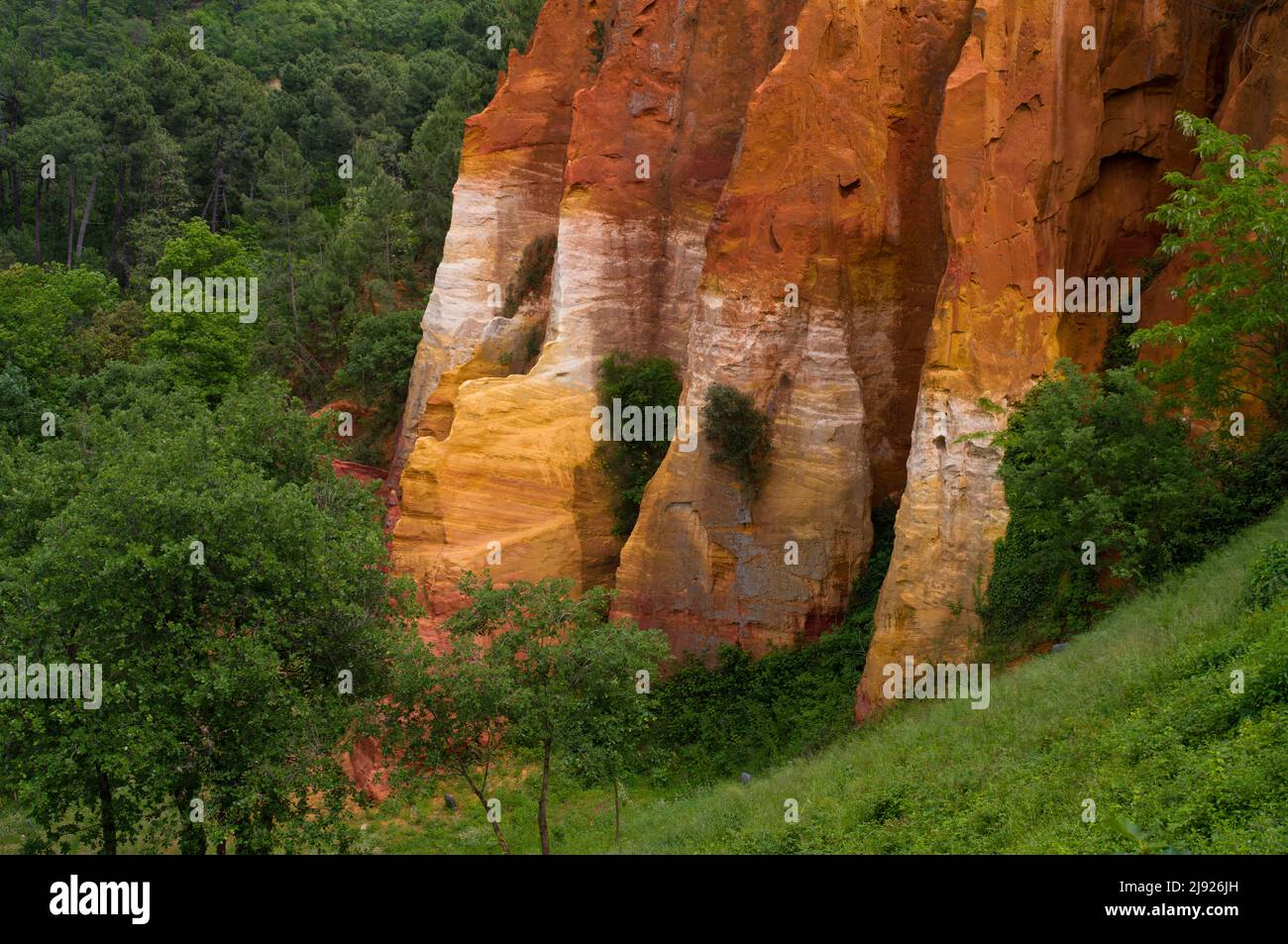 Rock face, ochre nature trail, Le Sentier des Ocres, former ochre ...