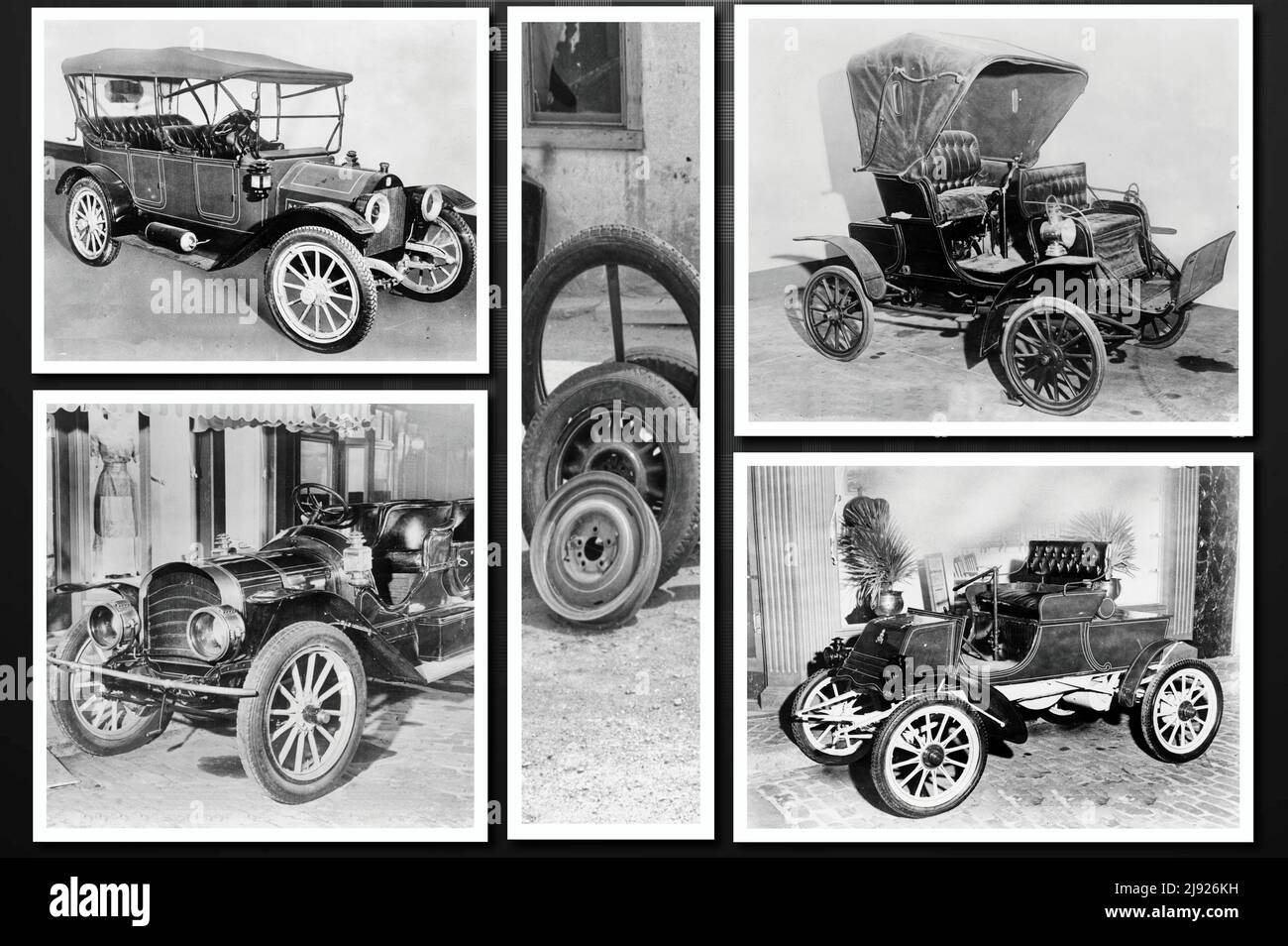 A collage of photos depicting very rare cars dating back to the end of ...