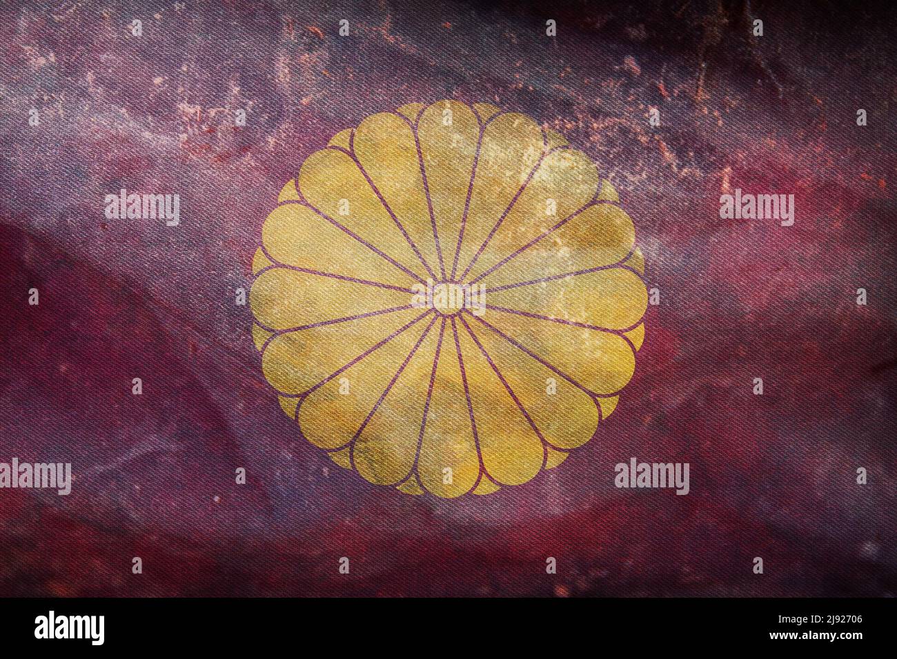 Top view of retro flag Emperor Emeritus, Japan with grunge texture ...