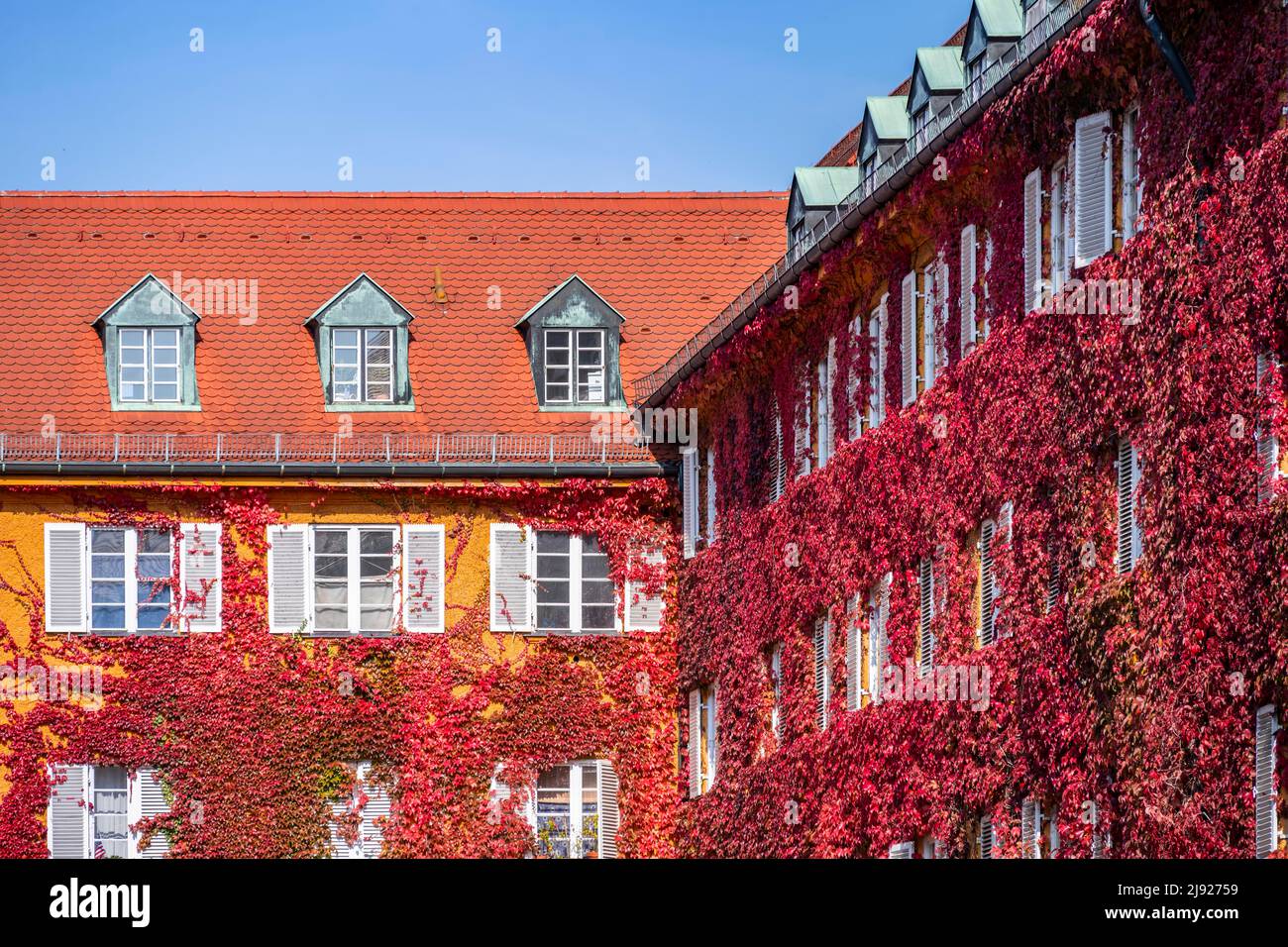 Yellow apartment buildings, Borstei, heritage-protected housing estate ...