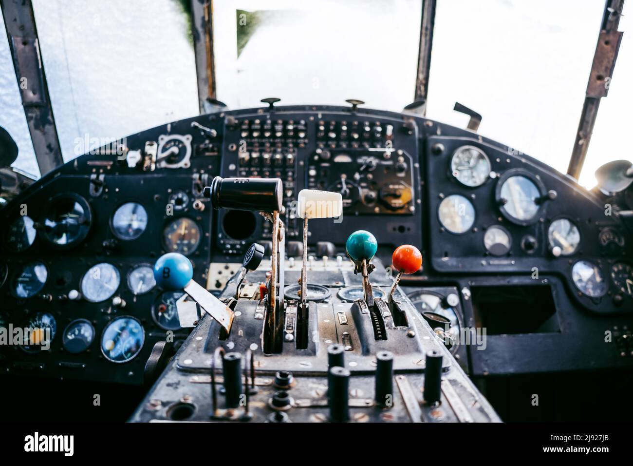 Retired cockpit levers antonov an-2 aircraft, Blizne museum, Poland ...