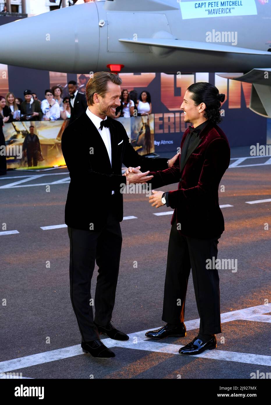 Glen Powell and Danny Ramirez attending the UK premiere of Top Gun ...