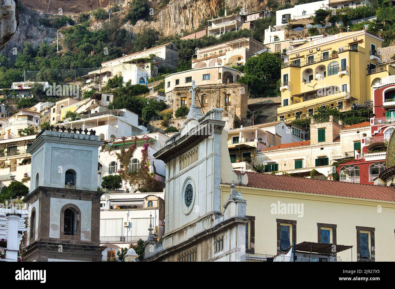 The beautiful tourist town of Positano, one of the most beautiful ...