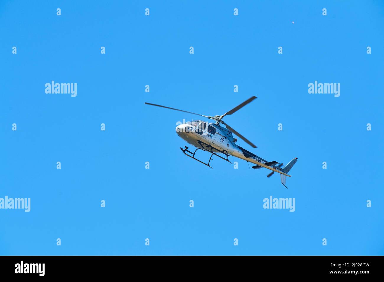 Helicopter starting from an event, Sengental, Bavaria, Germany Stock ...