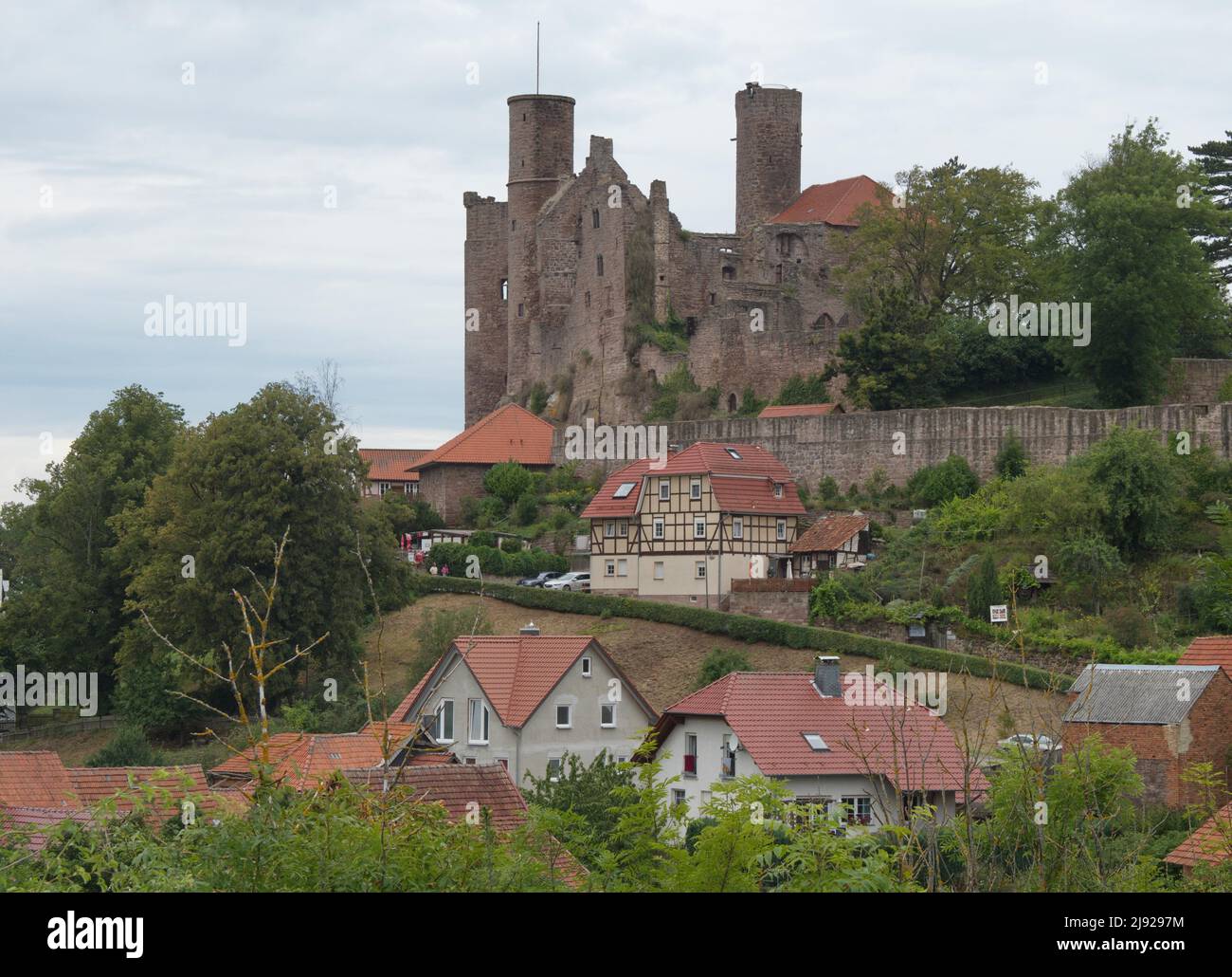The Hanstein castle ruins above the village of Rimbach, Thuringia ...