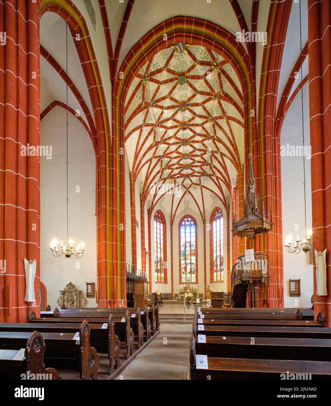St. John's Church, interior view, Saalfeld, Thuringia, Germany Stock ...
