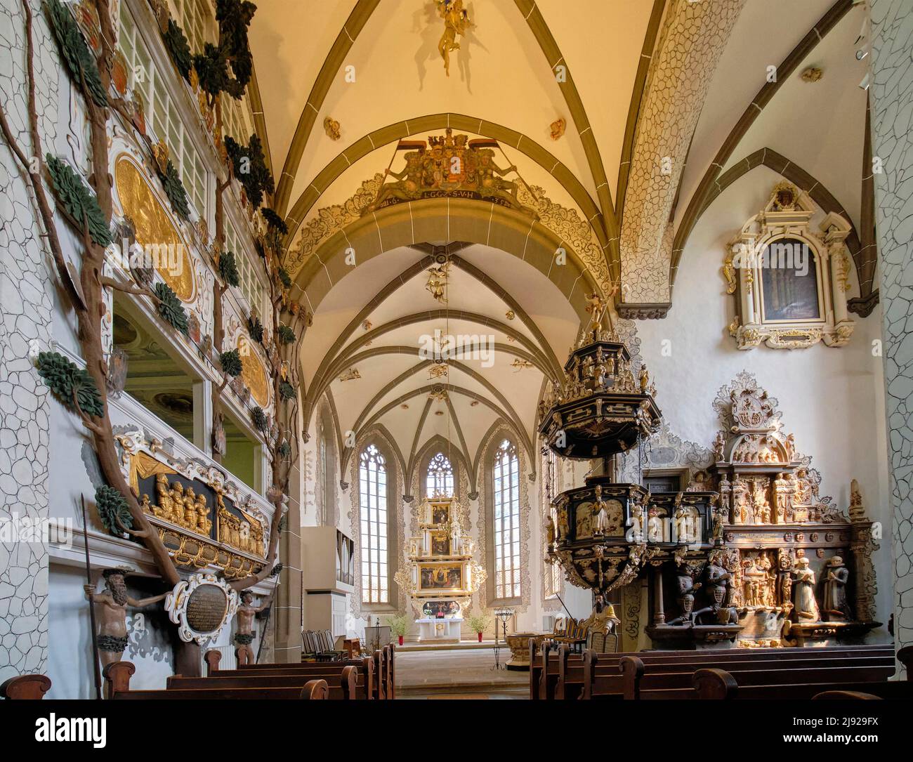 St. Andrew's Town Church, interior view, Rudolstadt, Thuringia, Germany ...
