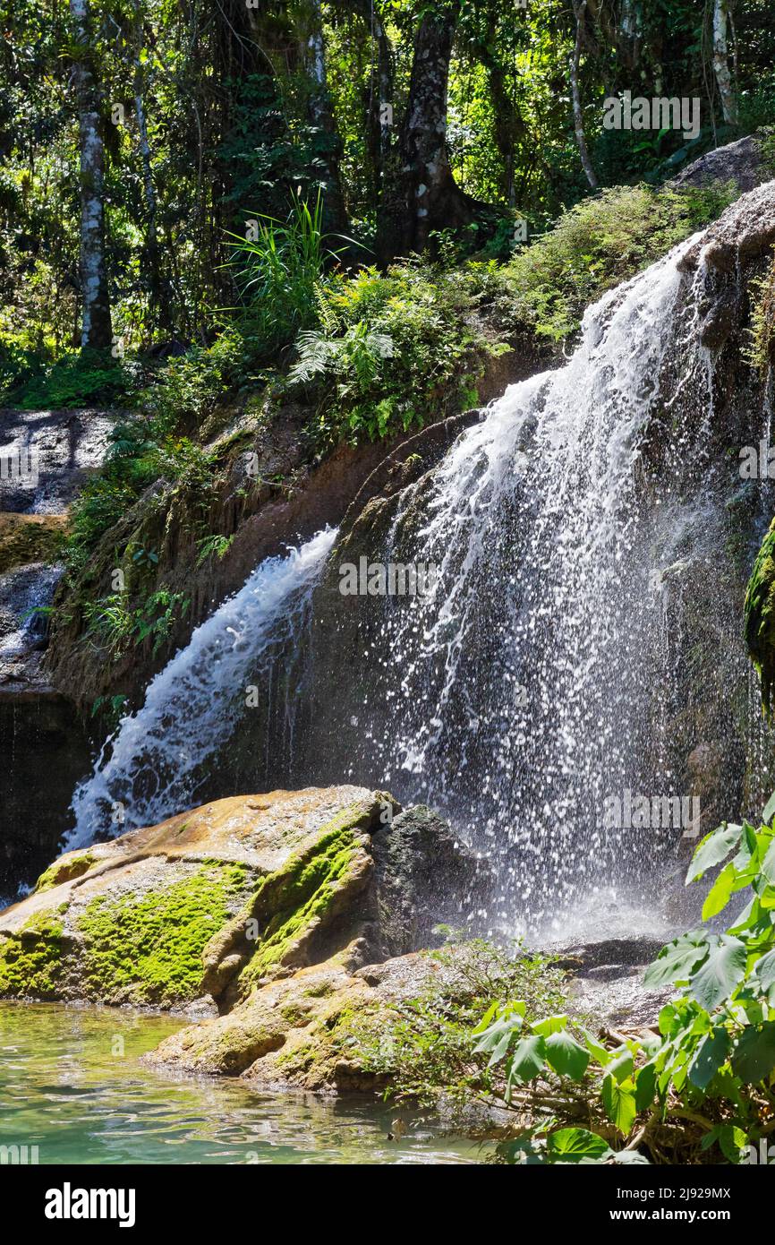 El Nicho waterfalls, on the water trail, Sendero Reino de las Aguas ...