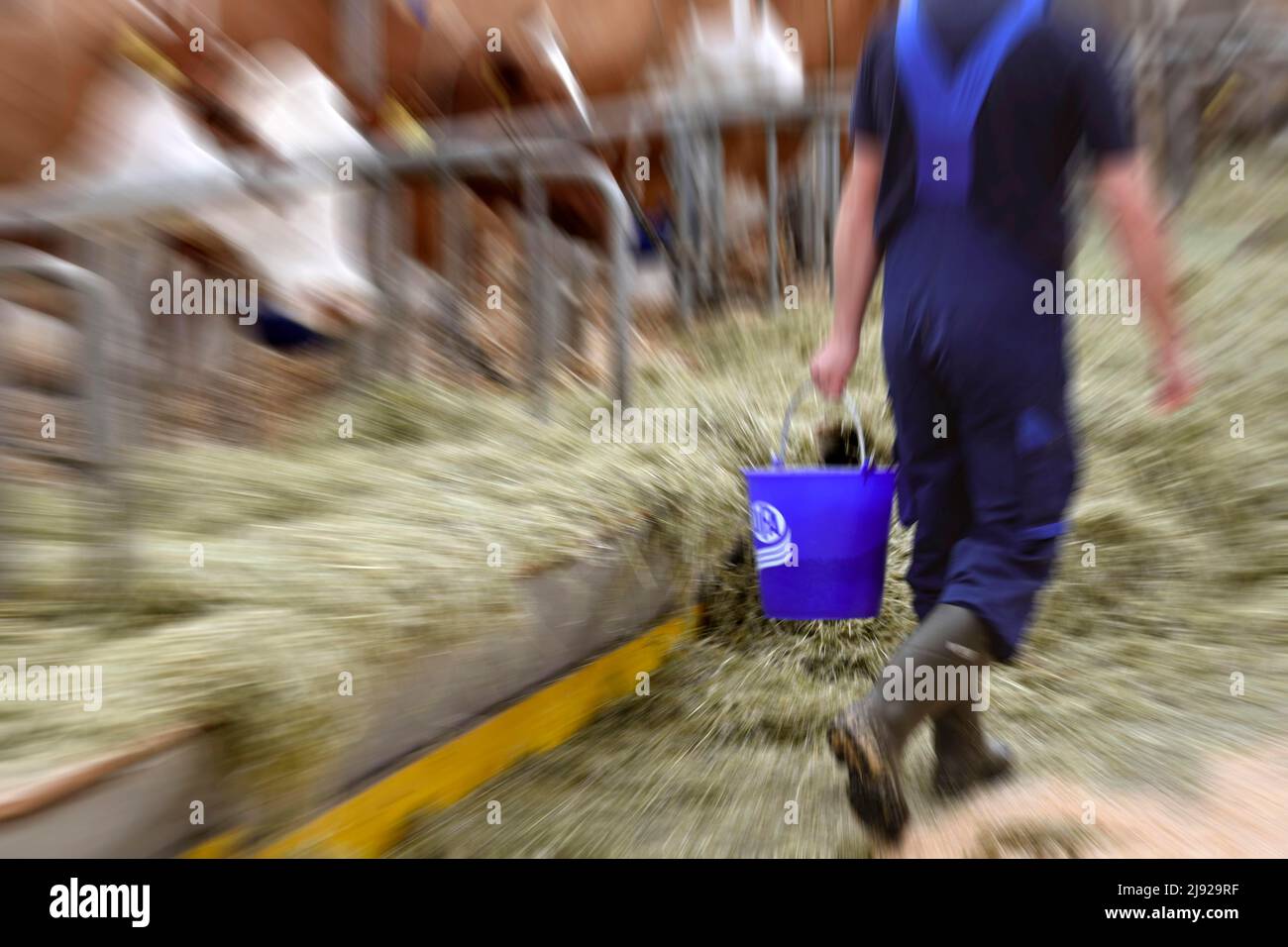 Wiping Picture Farmer with Ufa Plastic Bucket Stock Photo - Alamy