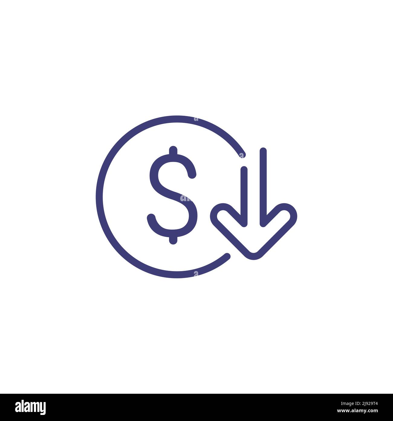 Cost reduction icon price lower arrow. Vector low cost money crisis ...