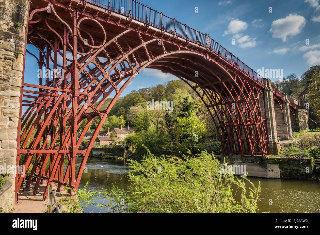 The image is of the famous ironbridge that spans the River Seven at ...