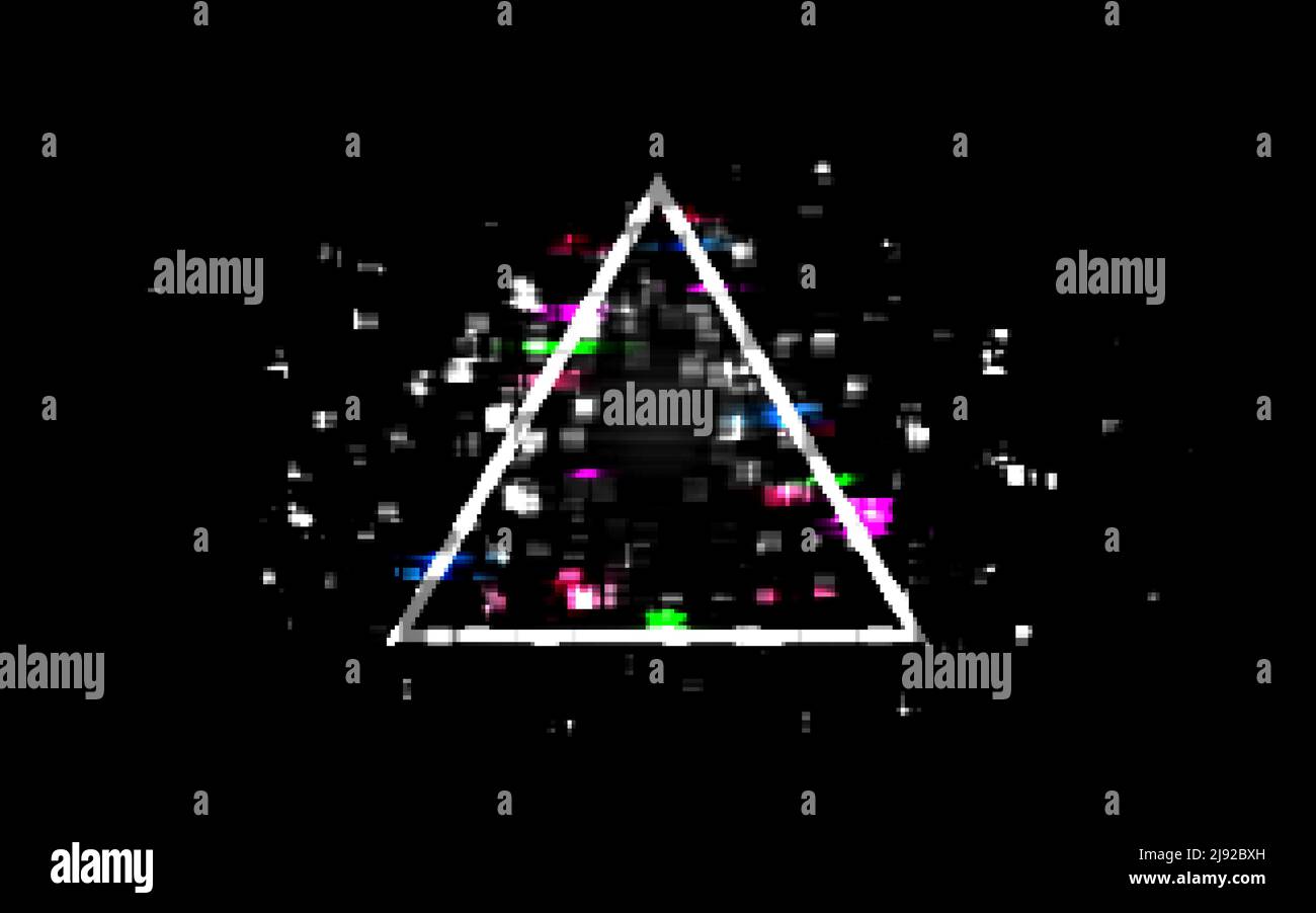 Glitch triangle. Abstract glitched shape. Modern graphic element for ...