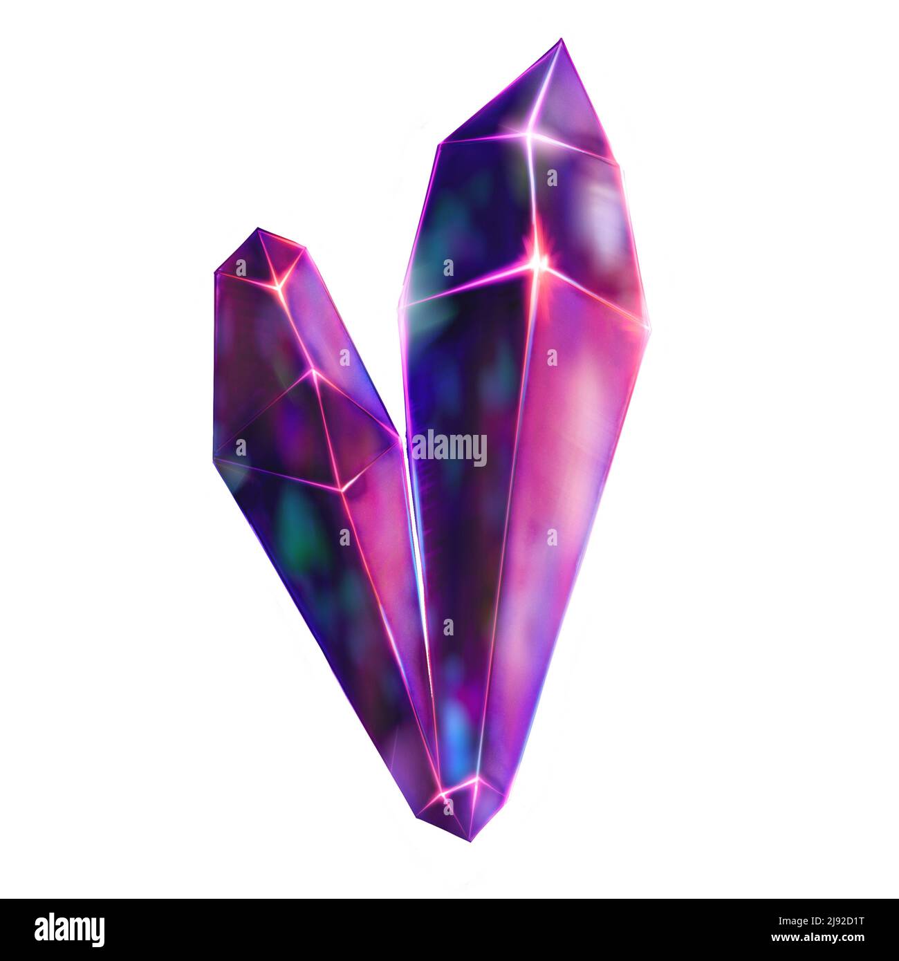 Bright Sparkly Gemstone or Crystal Art isolated on white. Celestial and ...