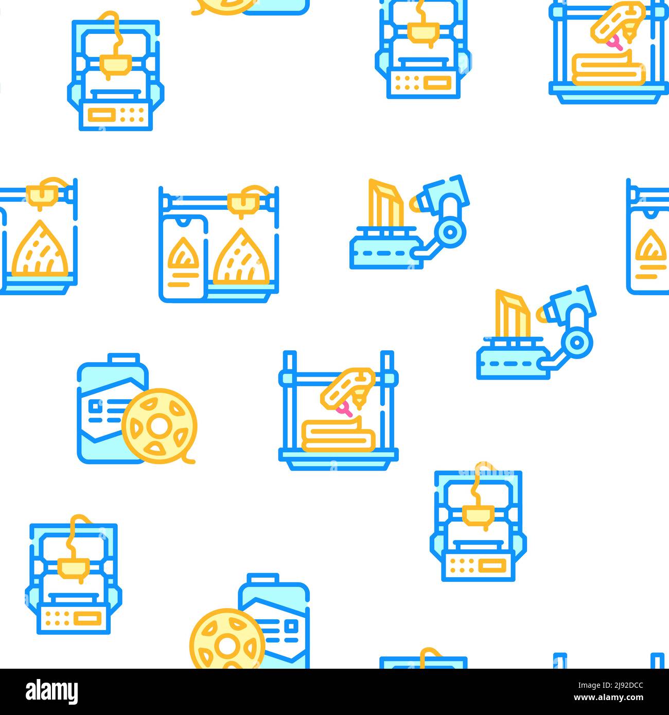 3d Printing Equipment Vector Seamless Pattern Stock Vector Image & Art ...