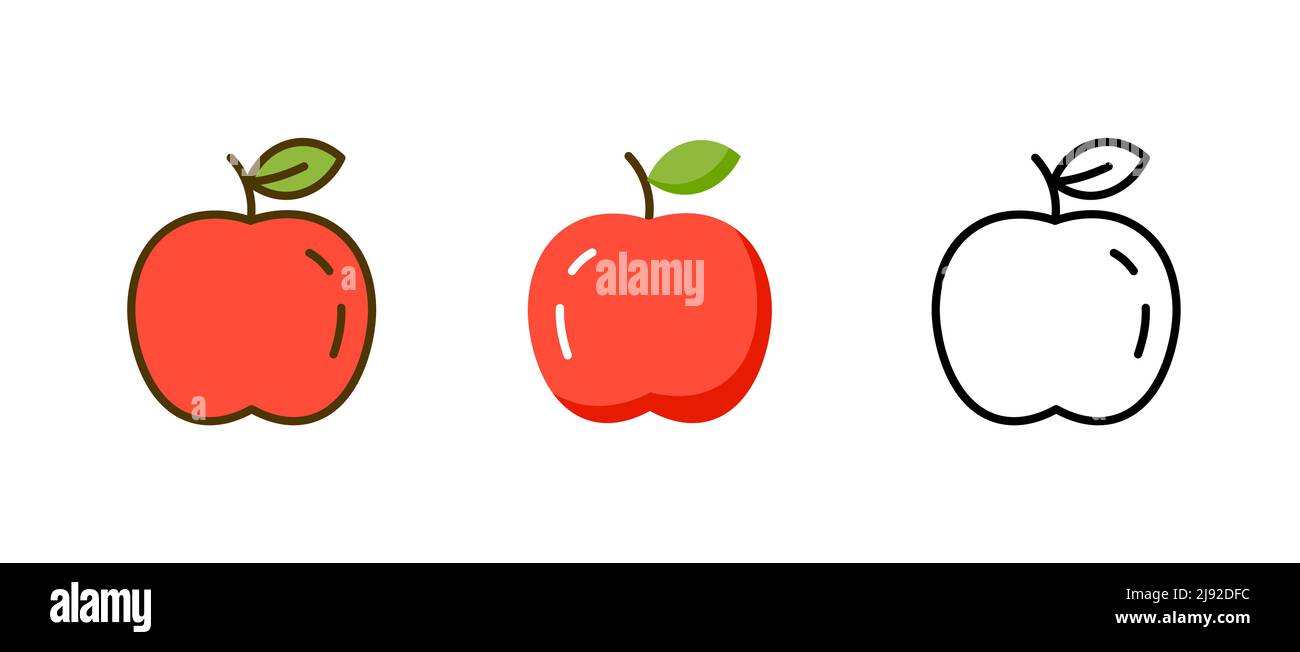Apple vector flat nutrition healthy snack symbol. Apple fruit isolated ...