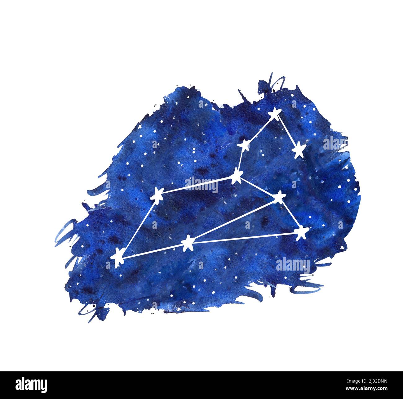 Leo watercolor zodiac signs. Hand drawn stars on deep blue galaxy ...