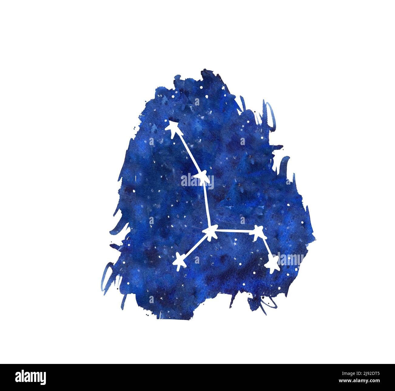 Cancer watercolor zodiac signs. Hand drawn stars on deep blue galaxy ...