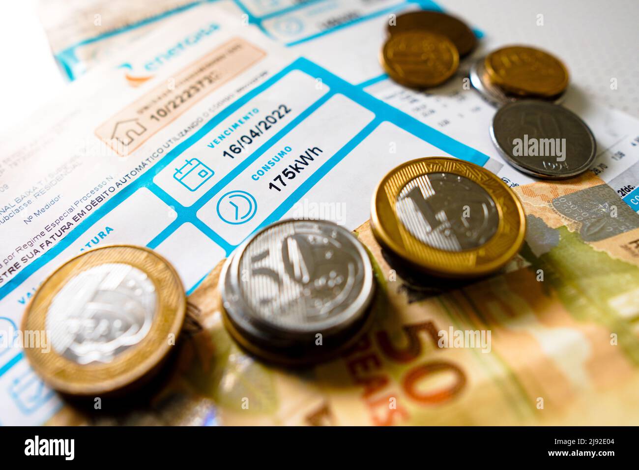 Brazil. 19th May, 2022. In this photo illustration, an electricity bill ...
