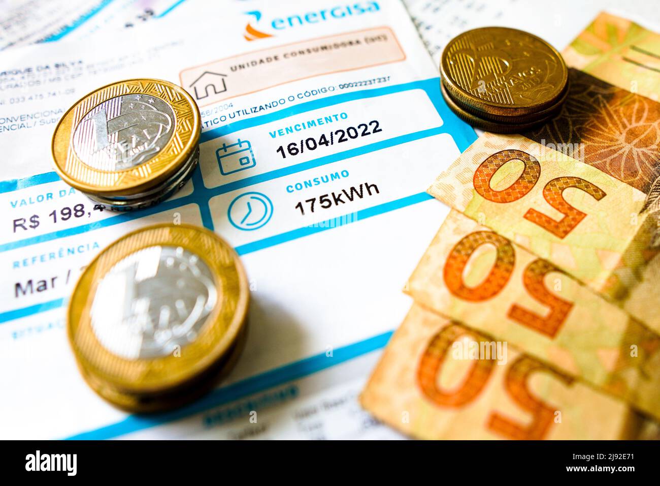 Brazil. 19th May, 2022. In this photo illustration, an electricity bill ...