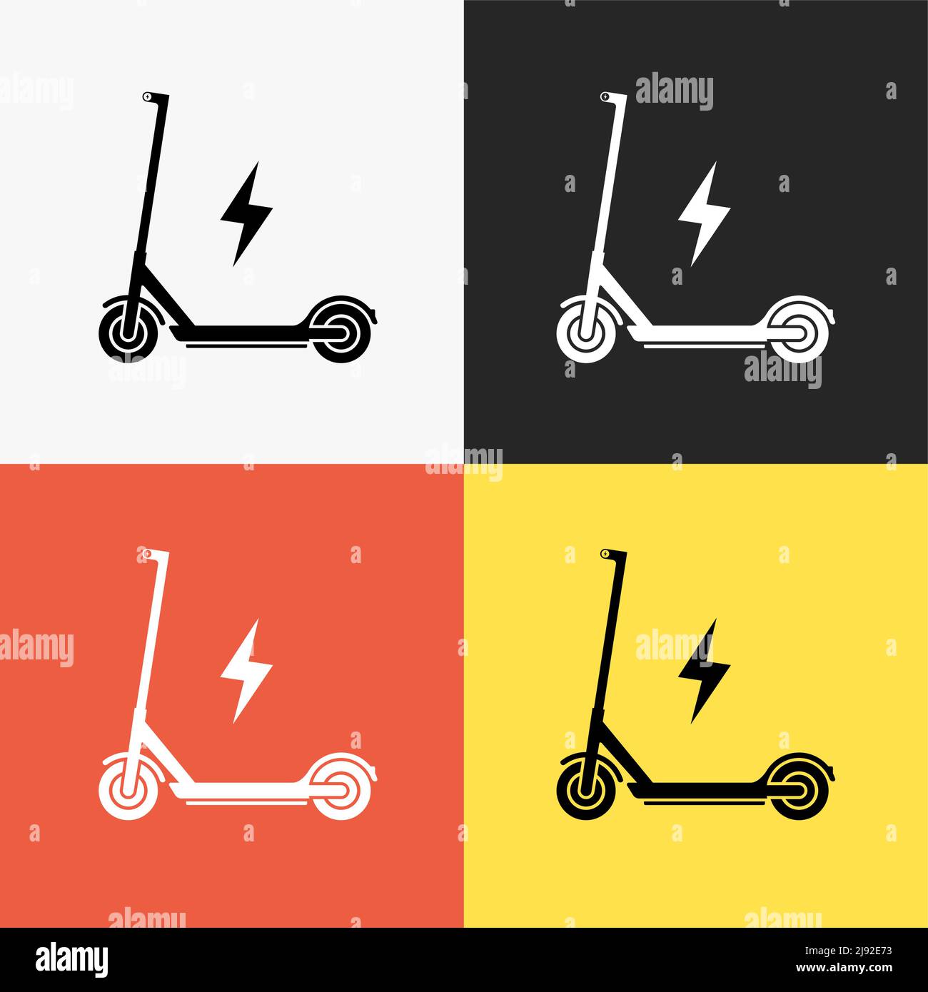 Electric scooter vector icon logo. Bicycle electric scooter silhouette ...