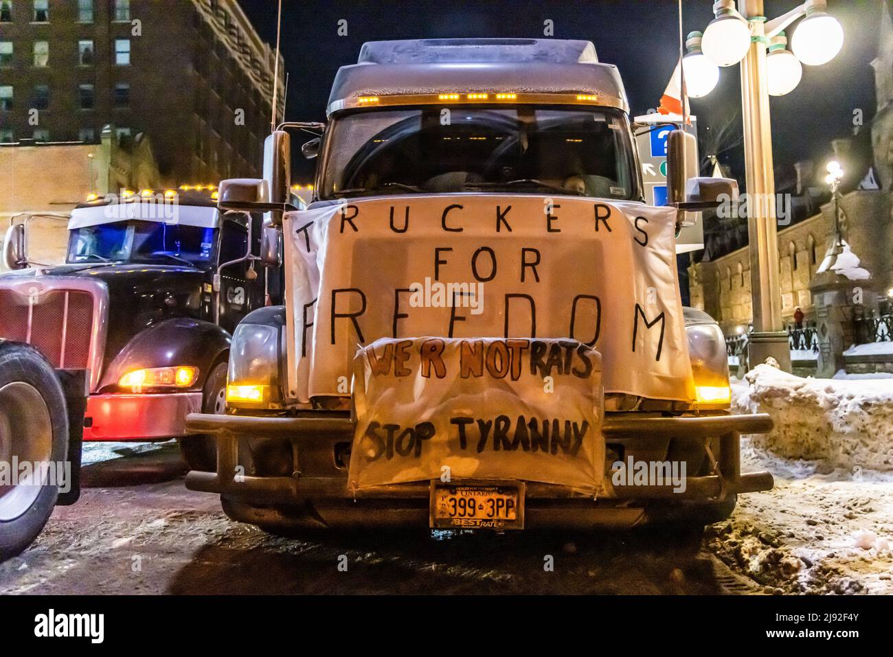OTTAWA, ONTARIO, CANADA: 28th January 2022: Sign saying truckers for ...
